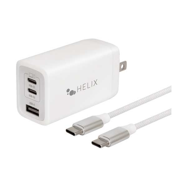 Helix 67W PD USB-C GaN Wall Charger 6' USB-C Braided Cable
