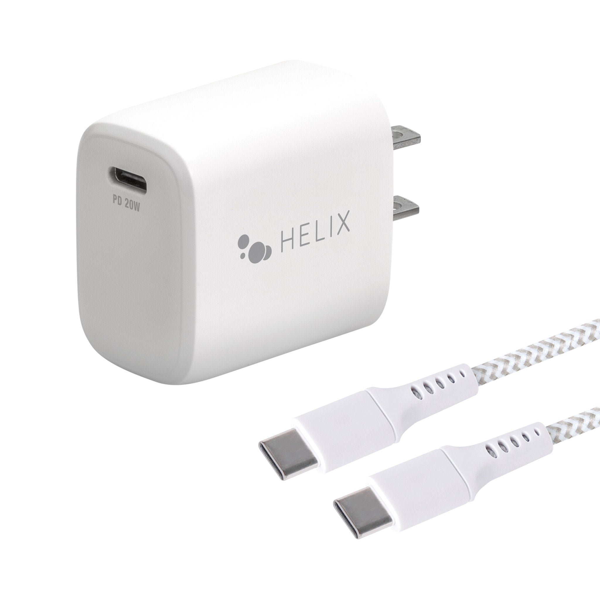 Helix ETHNBC20LT 20W PD USB-C Laptop Charger with 5ft Braided USB-C Ca