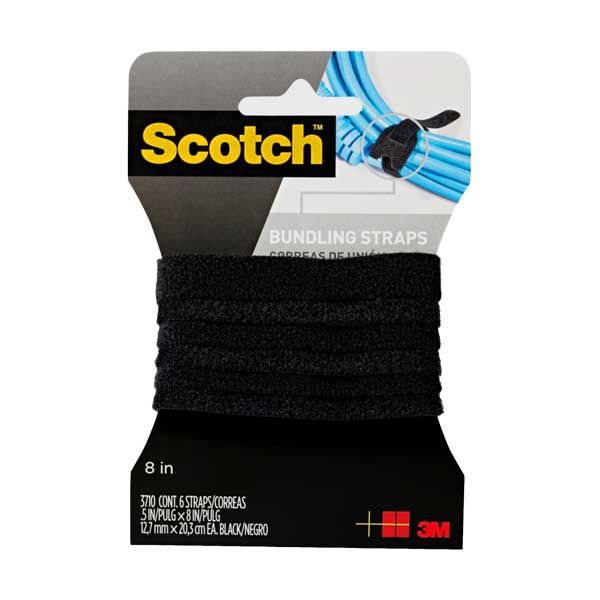 3M Scotch™ Reusable Bundling Straps | 6 Straps | Black