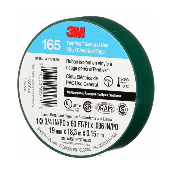 3M Temflex 165 Vinyl Electrical Tape | 3/4 in x 60 ft