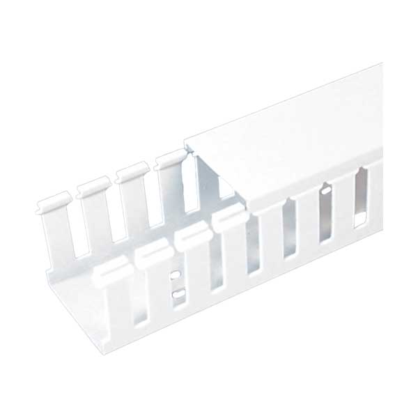 6' White Slotted Wall Wiring Duct (2" x 2") with Cover