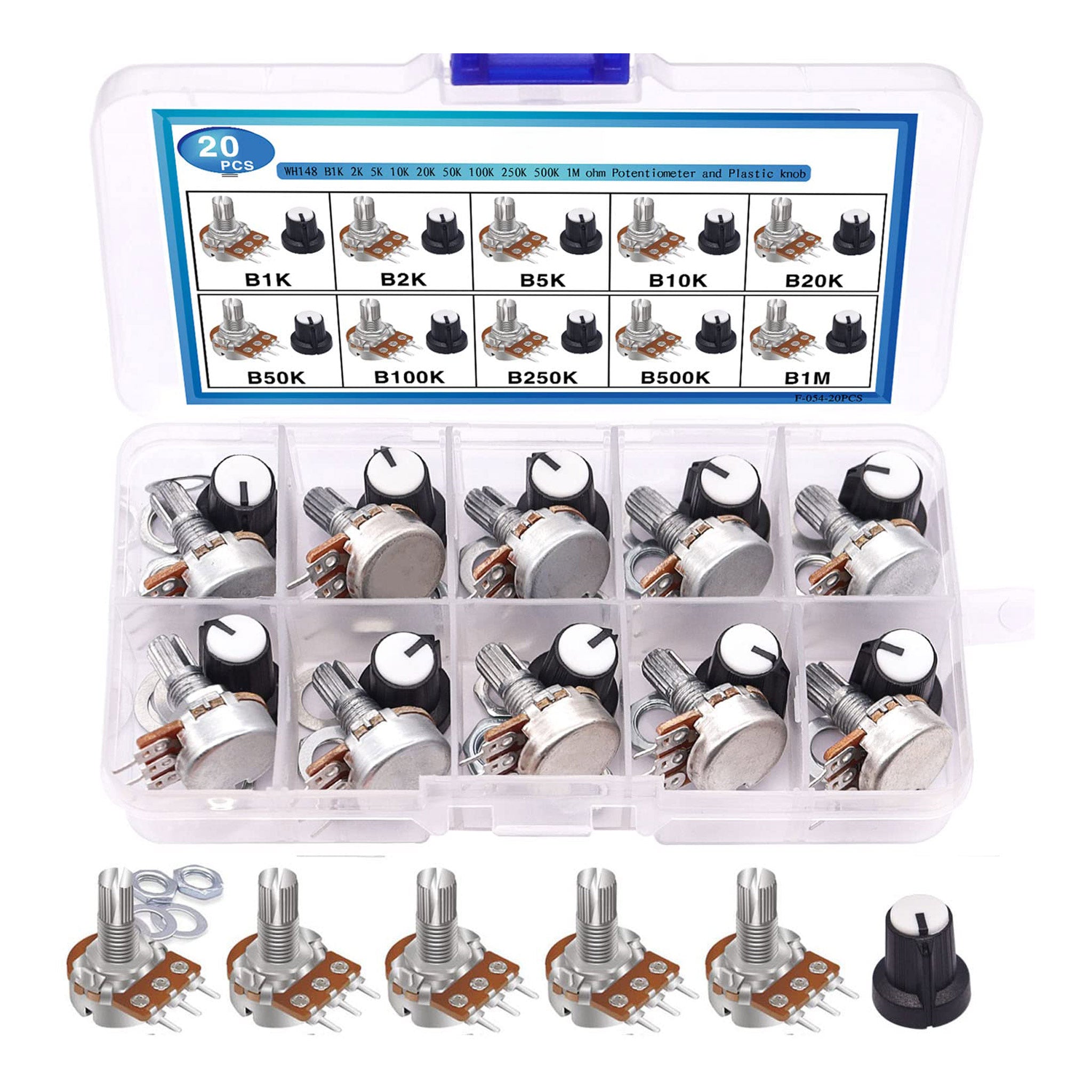 Altex Preferred MFG 20-Piece Potentiometer Kit with Knobs - B1K 2K 5K
