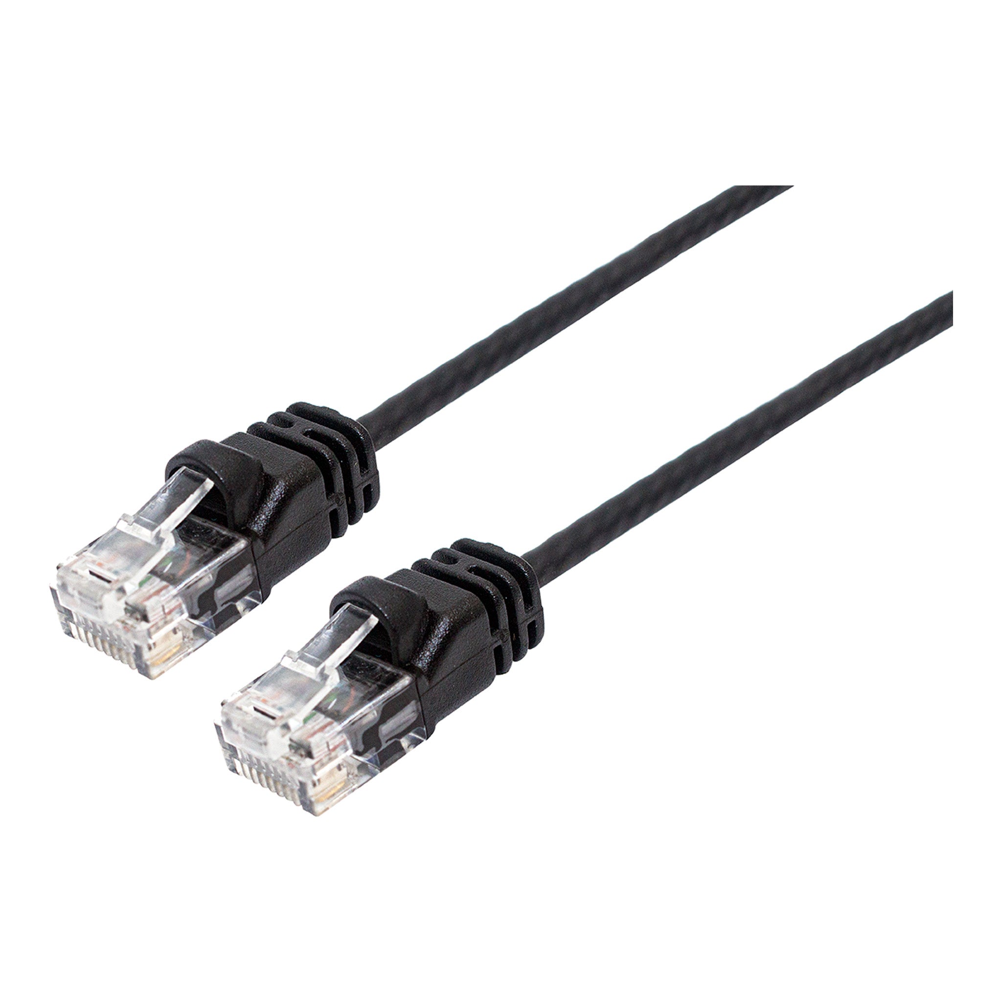 Cat6A Thin Network Patch Cable, 10Gbps, 30AWG, Black, 1FT