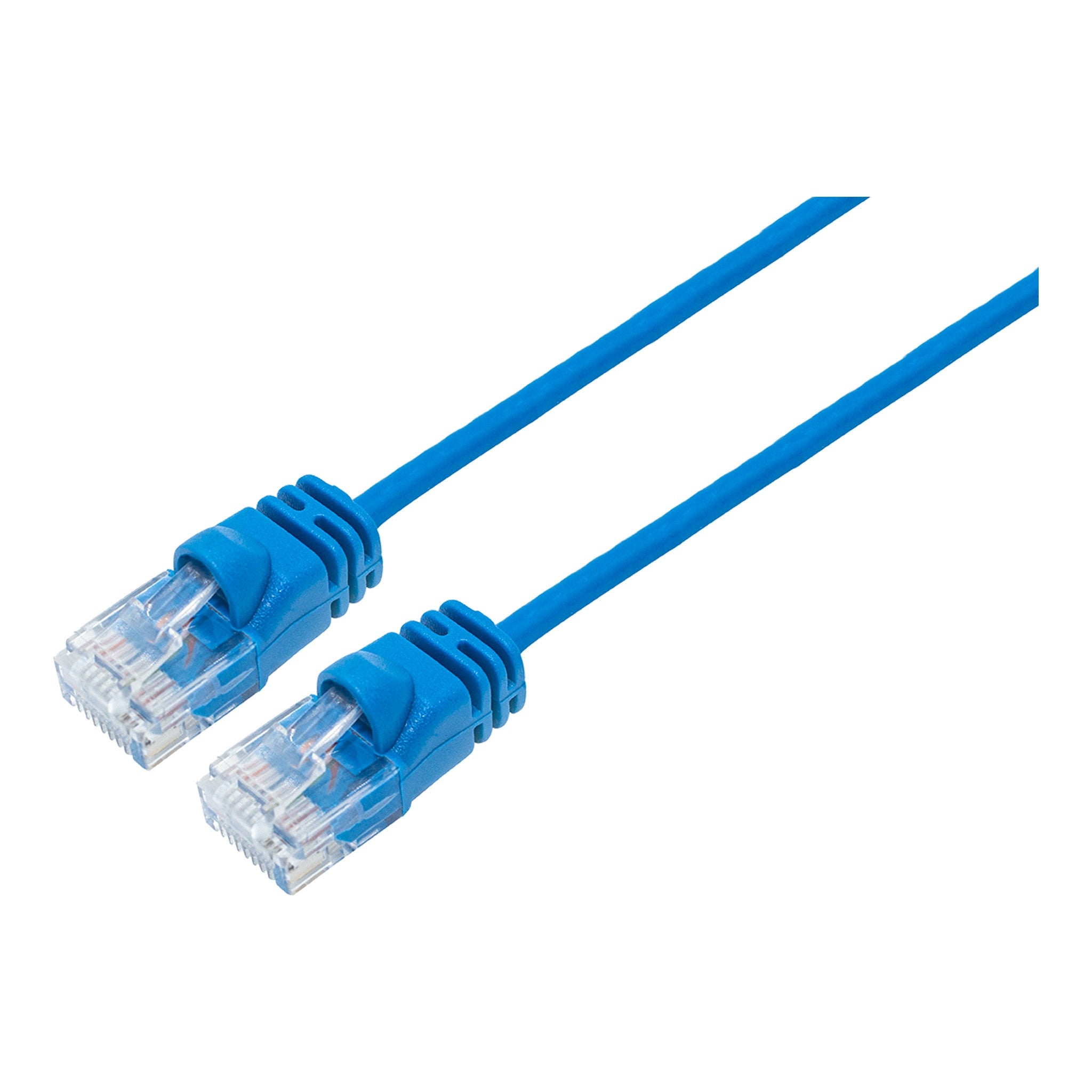 Cat6A Thin Network Patch Cable, 10Gbps, 30AWG, Blue, 2FT