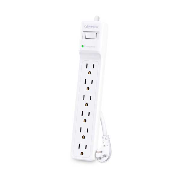 CyberPower 4ft 6-Outlet Surge Protector Right Angle Plug