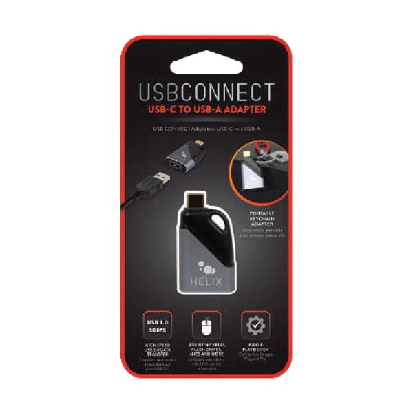Helix ETHADPMCA USB CONNECT 10Gbps USB-C Male to USB-A Female Keychain
