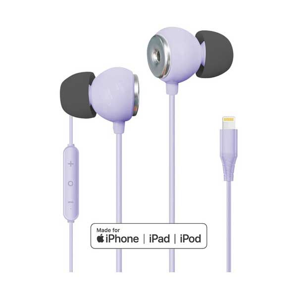 Helix ETHSELTP Purple UltraBuds SE Lightning iOS Earbuds with Built-In