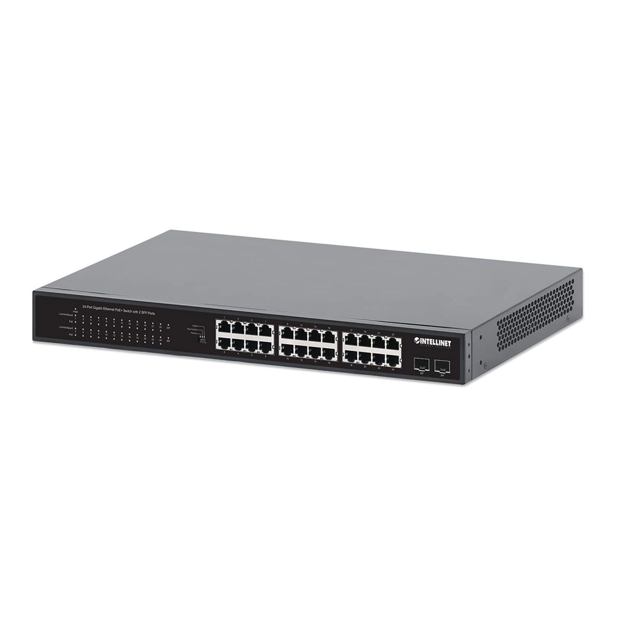 Intellinet 24-Port Gigabit Ethernet PoE+ Switch 2 SFP Ports