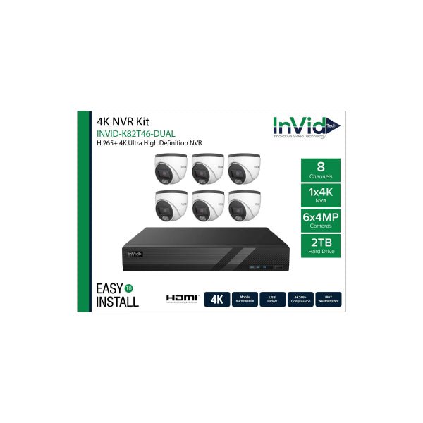 InVid Tech INVID-K82T64-DUAL 2TB 8-Channel NVR Kit with 4x 4MP Turret