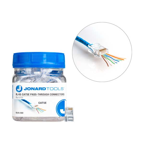 Jonard Tools CAT5e RJ45 Pass-Through Connectors 50-Pack
