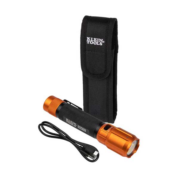 Klein Tools 56413 Rechargeable 2-Color LED Flashlight with Holster