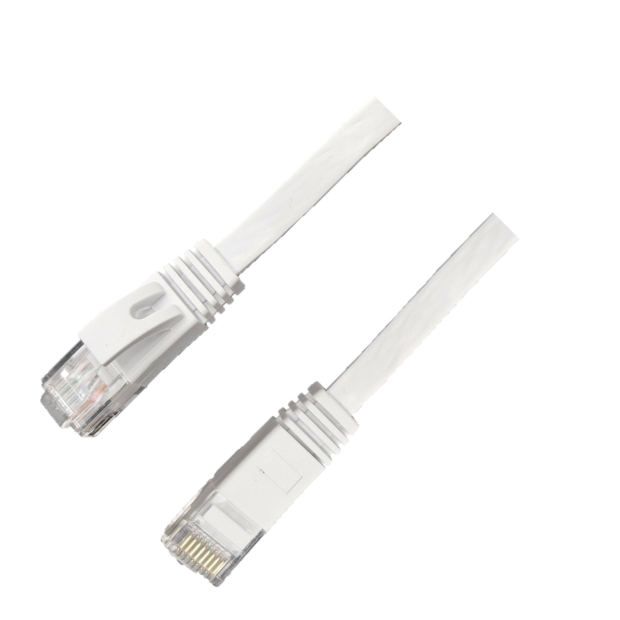 Micro Connectors E08-014FL-W 14ft 30AWG CAT6 UTP RJ45 Flat Networking