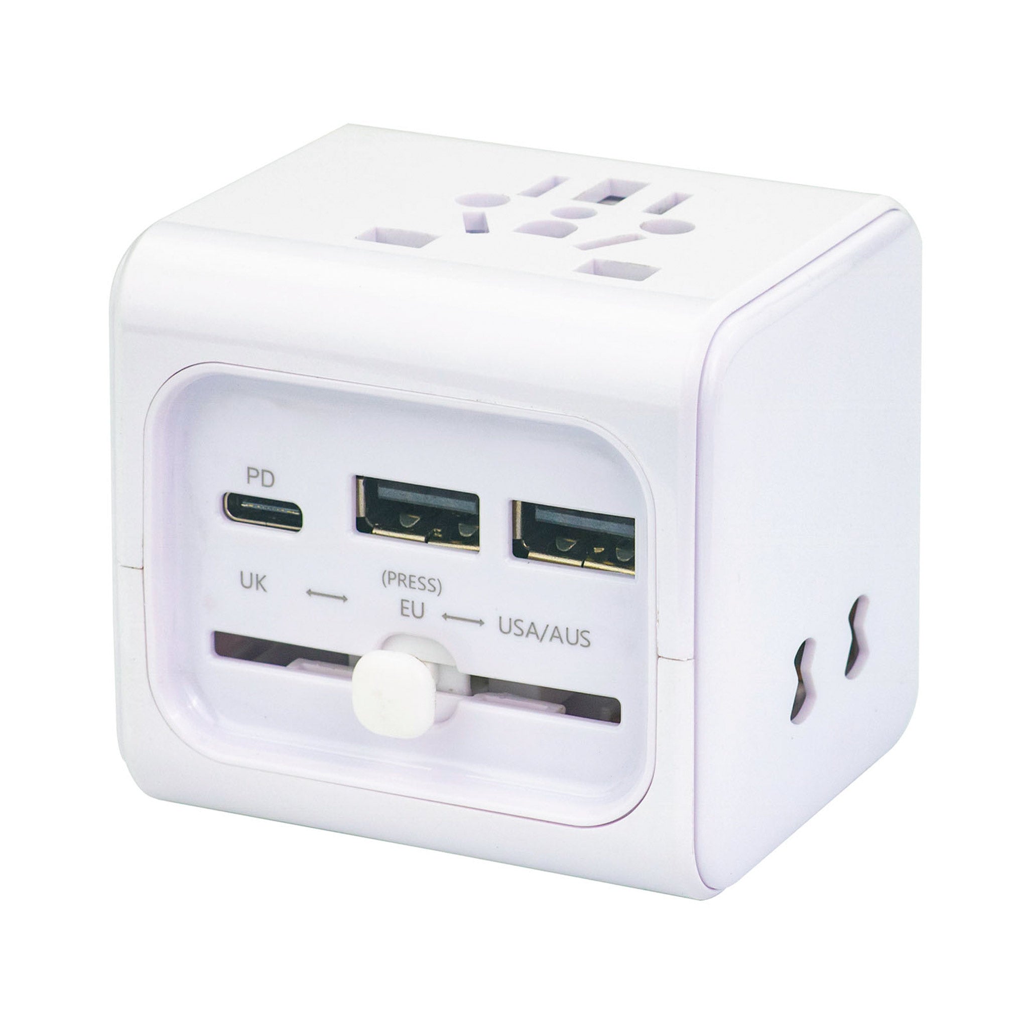 QVS PA-C5 Premium World Travel Power Adapter with USB-C & Dual-USB Cha