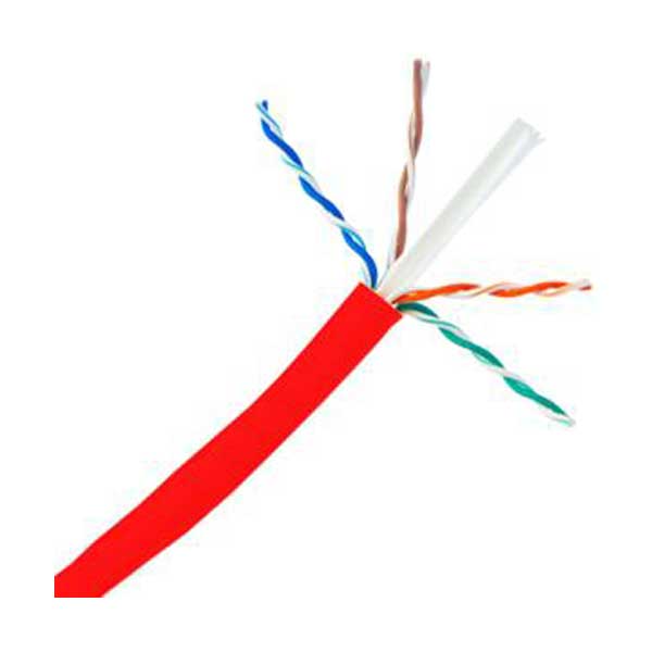 Red Cat6 Cable, 23AWG, 4-Pair,600MHz, PVC, Sold By The Foot