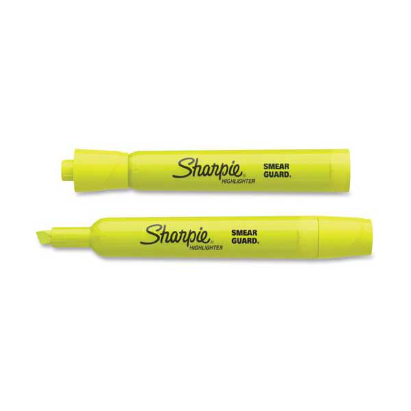 Sharpie Tank Highlighter, Chisel Tip, Yellow, Sold Individually