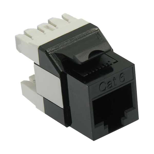 CAT6 Rated 180-Degree RJ‐45 110-Type Keystone Jack - Black