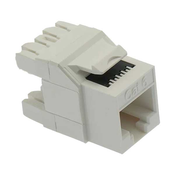 CAT6 Rated 180-Degree RJ‐45 110 Keystone Jack White 25-Pack