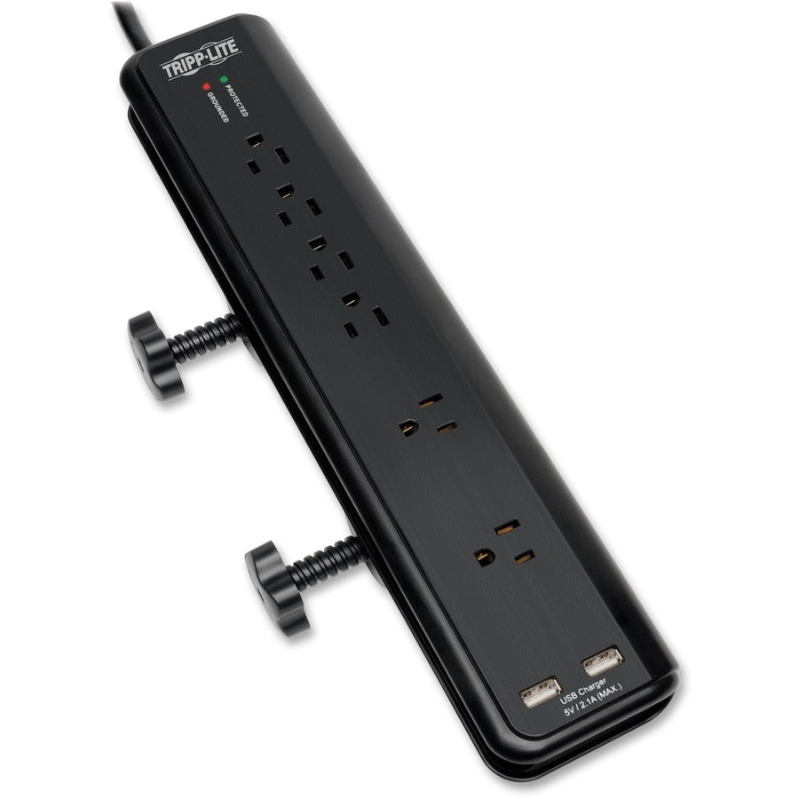 Tripp Lite Surge Protector Strip Desk Mount 120V USB 6 Outlet 6ft Cord