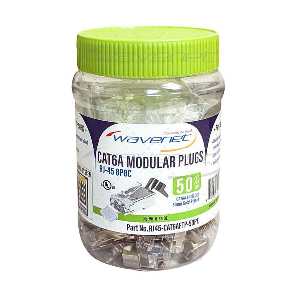 Wavenet RJ-45 CAT6A Shielded Modular Plugs 50-Pack