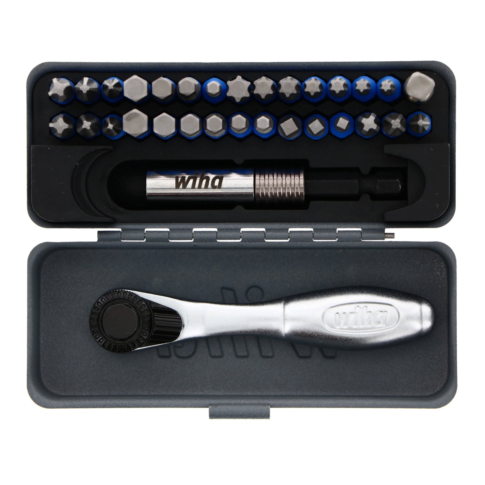 Wiha 76889 32-Piece TerminatorBlue Mini Ratchet and Impact Bit Set
