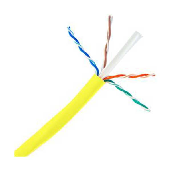 Yellow Cat6 Cable, 23AWG, 4-Pair, 600MHz, PVC, 1000FT Box
